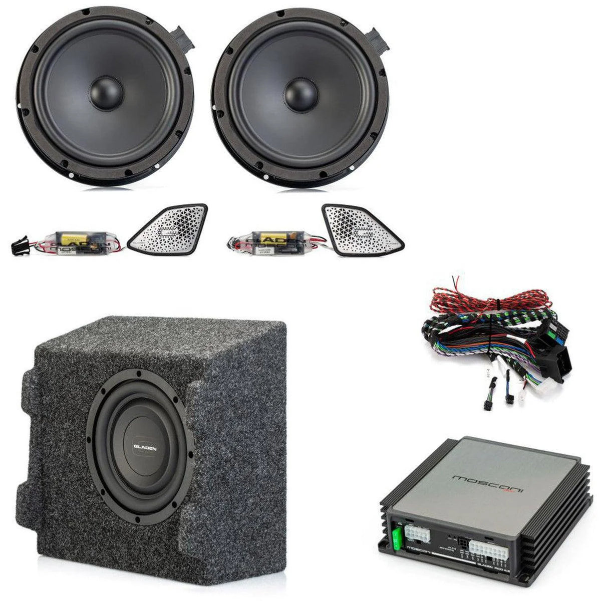 Plug and Play Audio Pack: Subwoofer + 4-Channel DSP Amplifier for VW T6 ...