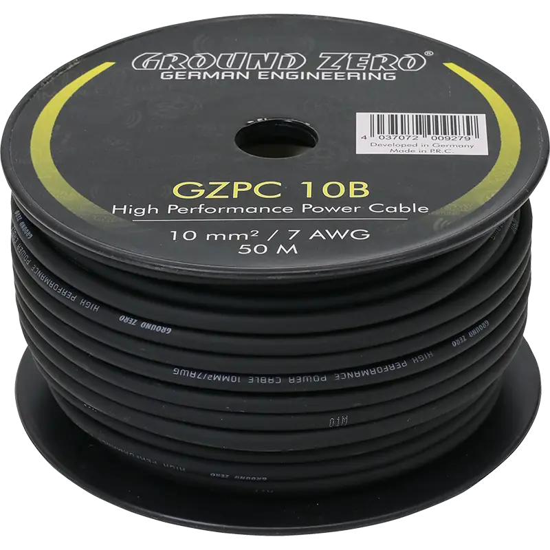 Power cable 10 mm² black Ground Zero | Sound Auto Concept